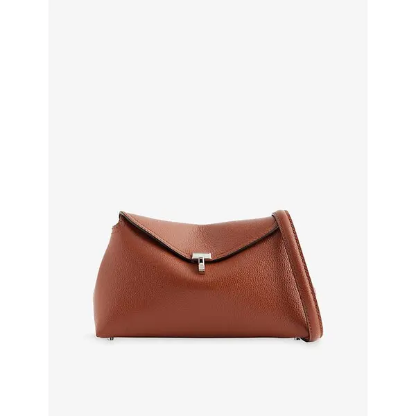 TOTEME T-lock Flap Leather Clutch - Sienna