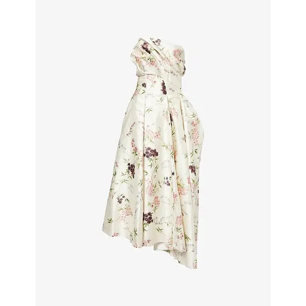 Erdem Floral-print Cloud Satin Midi Dress - Multi White