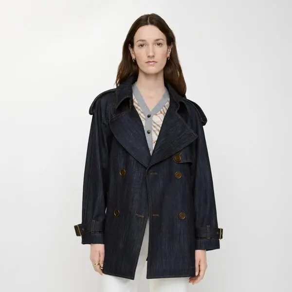 Burberry Short Denim Fitzrovia Trench Coat