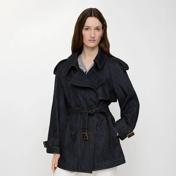 Burberry Short Denim Fitzrovia Trench Coat