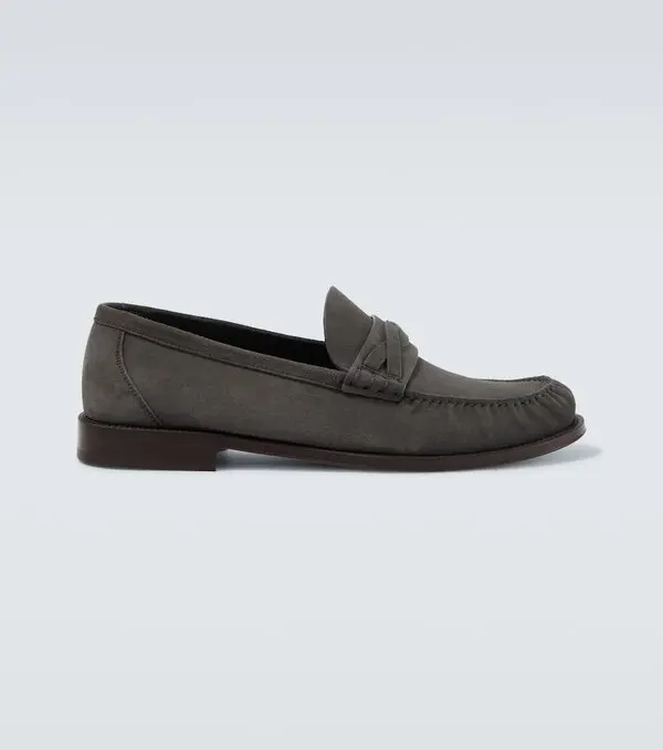 Brunello Cucinelli Suede Penny Loafers - Grey