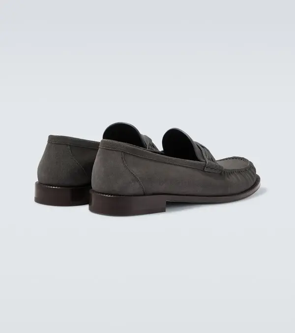 Brunello Cucinelli Suede Penny Loafers - Grey