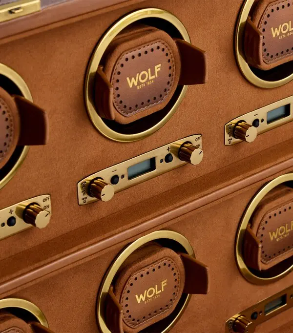 Wolf Brogue 8-piece Watch Winder With Lock-in Dynamic Cuffs