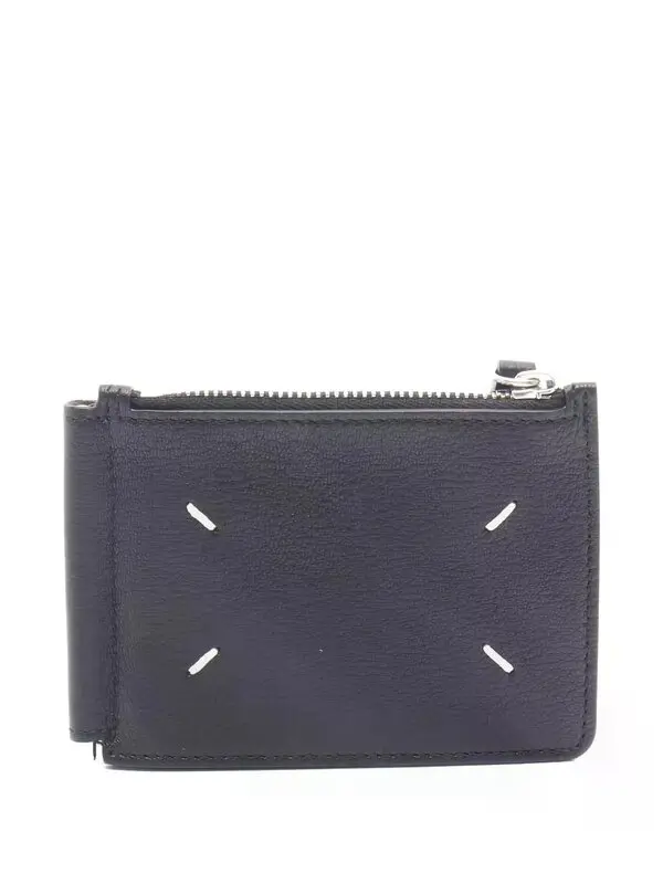 MAISON MARGIELA 2020s Bi-fold Zip Leather Wallet - Black