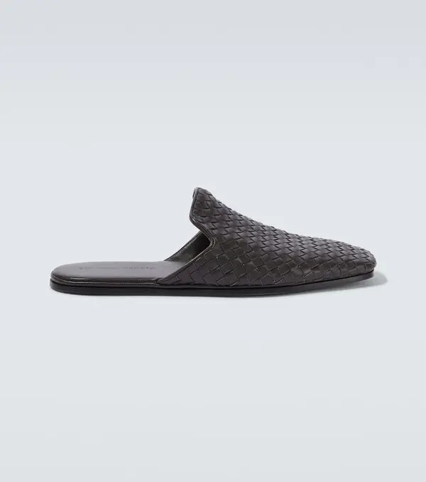 Bottega Veneta Palazzo Intrecciato Leather Mules - Brown