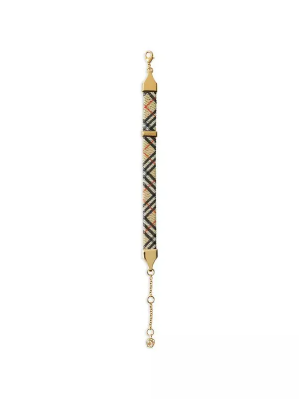 Burberry Check Print Chain Bracelet With B Charm