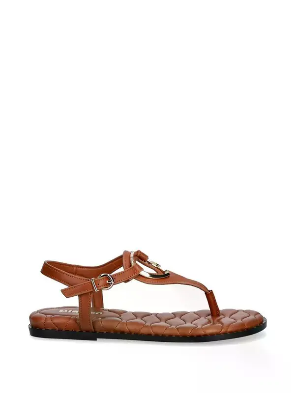 BLAUER. Ashley Leather Flat Sandals - Brown