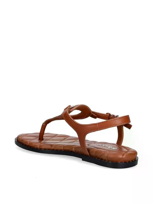 BLAUER. Ashley Leather Flat Sandals - Brown