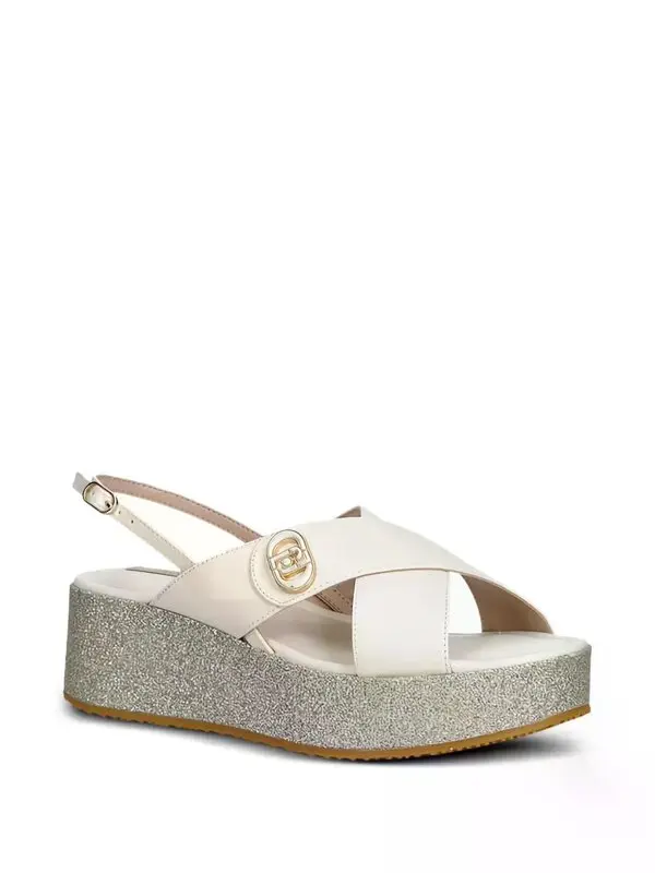Liu Jo Criss-cross Platform Sandals With Gold-tone Logo