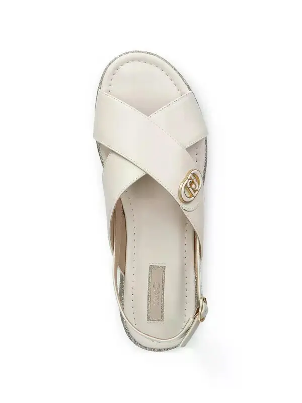 Liu Jo Criss-cross Platform Sandals With Gold-tone Logo