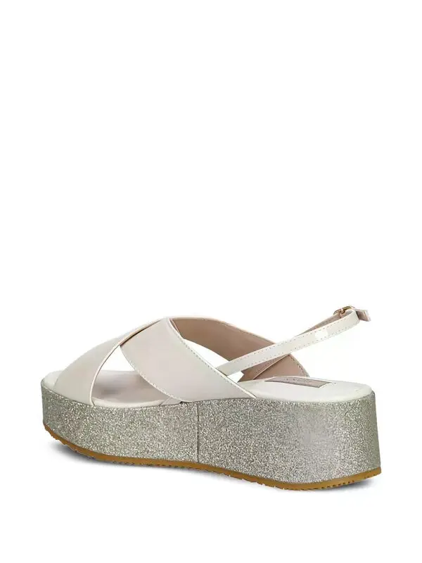 Liu Jo Criss-cross Platform Sandals With Gold-tone Logo