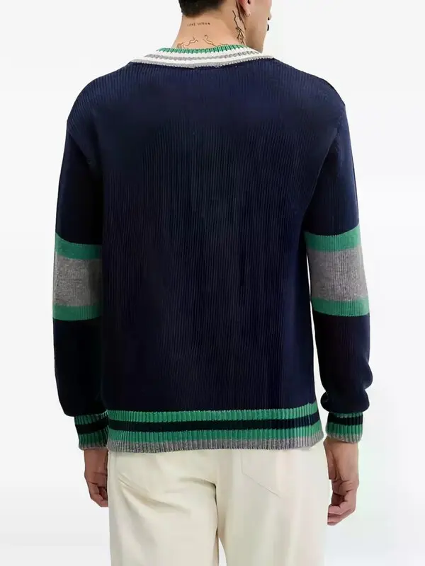 BENETTON V-neck Striped Pullover