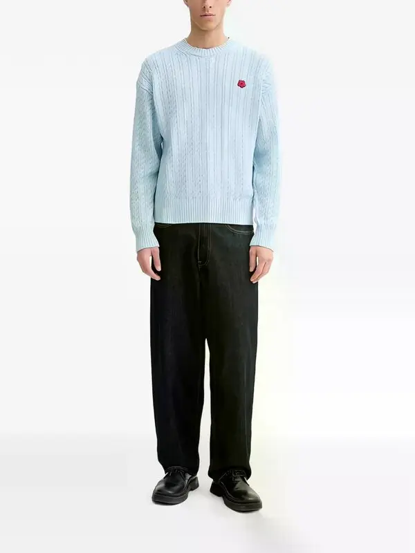 Kenzo Floral Appliqué Cable Knit Sweater