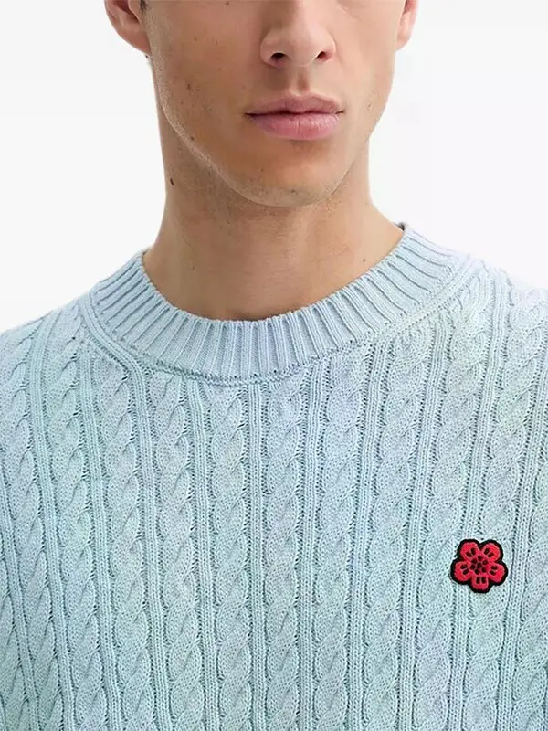 Kenzo Floral Appliqué Cable Knit Sweater