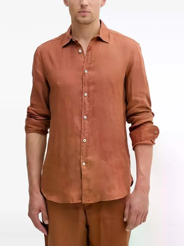 BENETTON Buttoned Linen Shirt - Brown