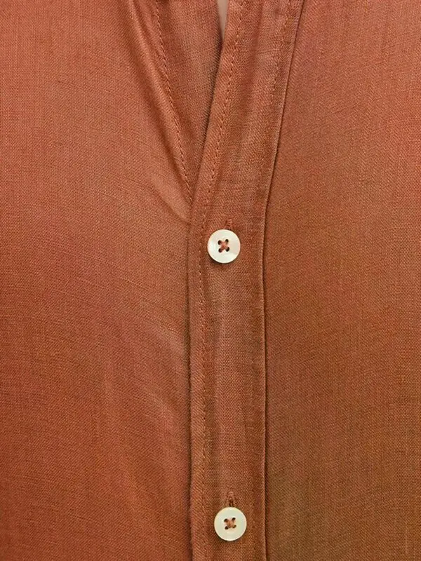 BENETTON Buttoned Linen Shirt - Brown