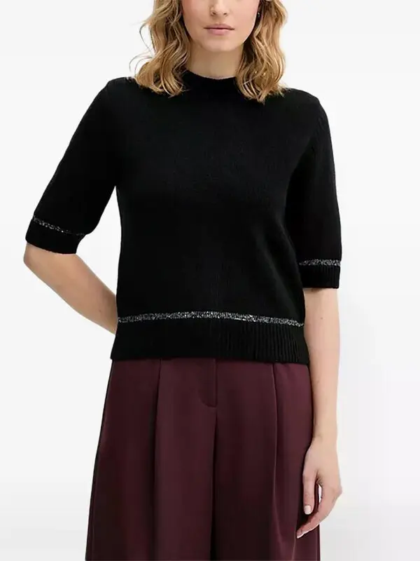 BENETTON Short Sleeve Sweater With Trim Detail