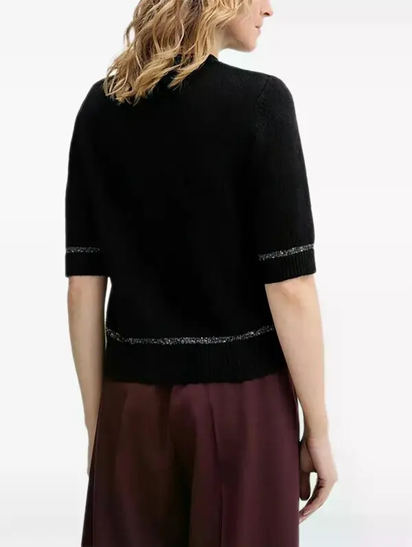 BENETTON Short Sleeve Sweater With Trim Detail
