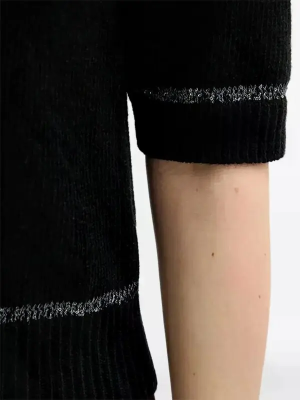 BENETTON Short Sleeve Sweater With Trim Detail