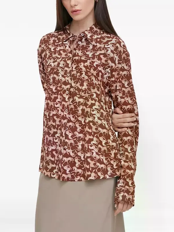 BENETTON Animal Print Collared Top