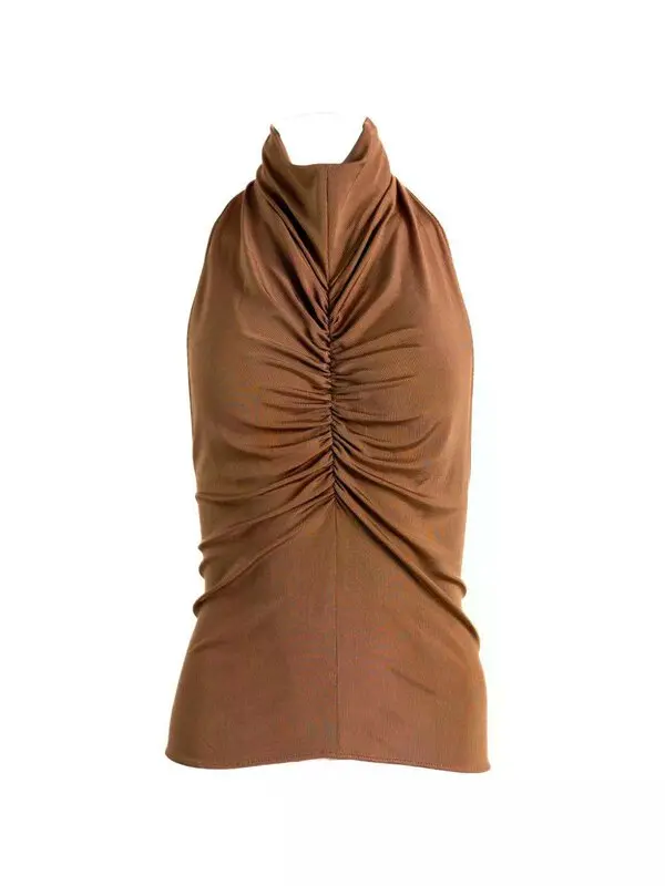 Atlein Funnel-neck Tank Top - Brown