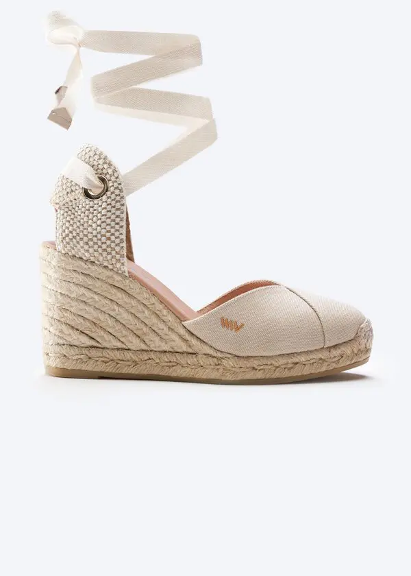 VISCATA Culip Canvas Espadrille Wedges - Beige