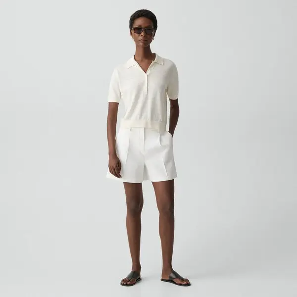 Theory Fluid Pleat Good Linen Shorts - White