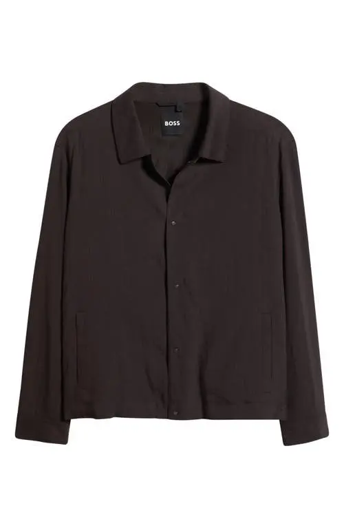 BOSS Carper Linen Blend Shirt Jacket - Dark Brown