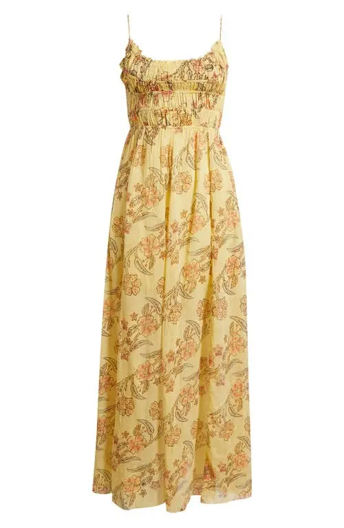 Free People Ciella Floral Cotton Maxi Dress - Vanilla Custard Combo