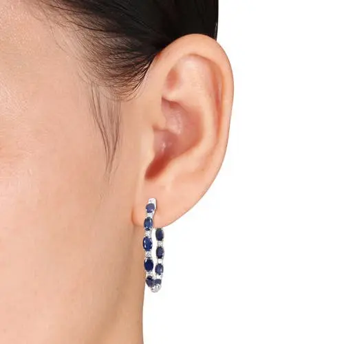 JULIANNA B. 14k White Gold And Diamond Hoop Earrings