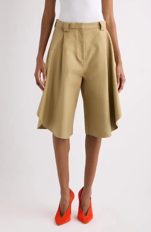 Balenciaga Tulip Pleated Bermuda Shorts - 2602 Camel
