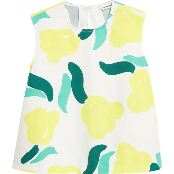 Marimekko Erilasia Lemmitty Floral Top - Off White Yellow Green