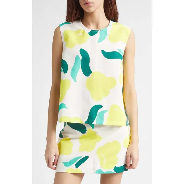 Marimekko Erilasia Lemmitty Floral Top - Off White Yellow Green