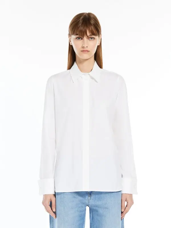 Max Mara Cotton Poplin Shirt With Logo