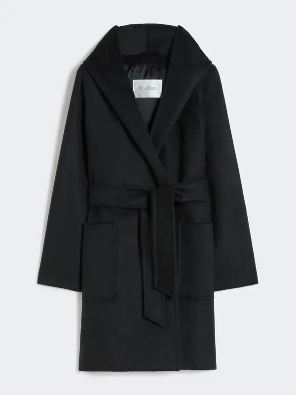Max Mara Hooded Camel Hair Robe Coat - Black
