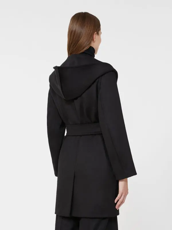 Max Mara Hooded Camel Hair Robe Coat - Black