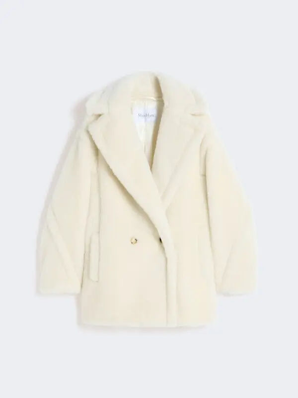 Max Mara Short Teddy Bear Icon Coat In Alpaca And Wool - White