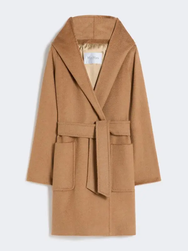 Max Mara Hooded Broadcloth Coat - Camel