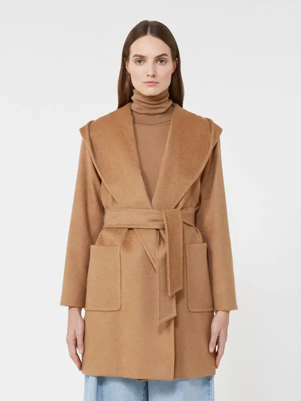 Max Mara Hooded Broadcloth Coat - Camel