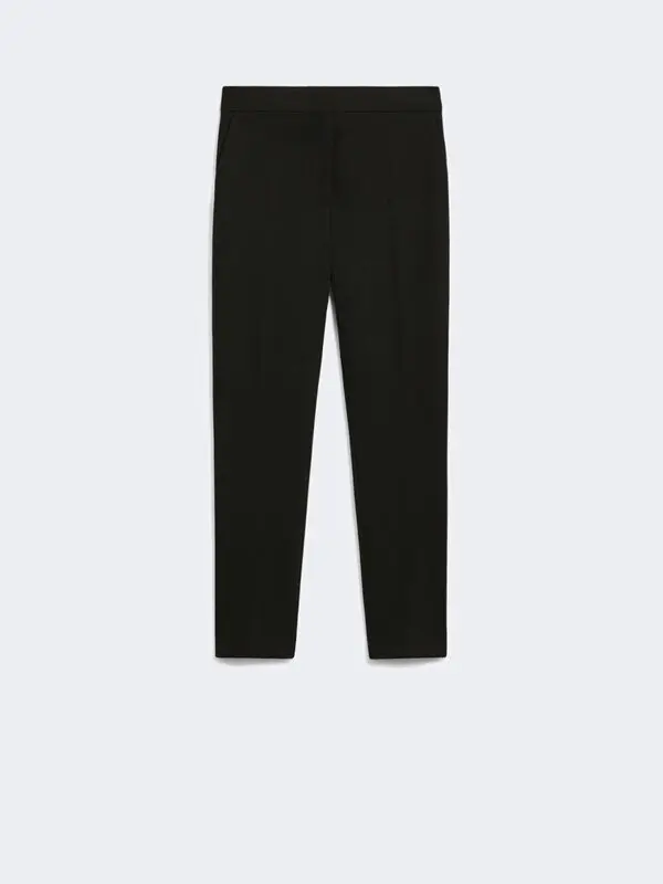 Max Mara Viscose Jersey Cropped Trousers - Black
