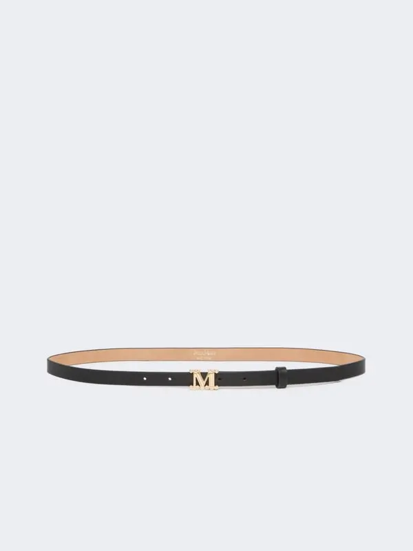 Max Mara Leather Monogram Belt - Black