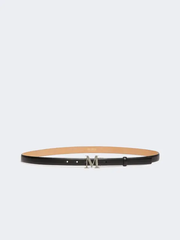Max Mara Leather Belt With Monogram Buckle - Black