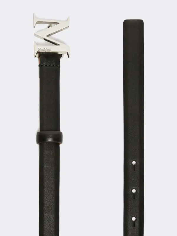 Max Mara Leather Monogram Belt - Black