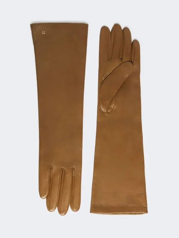 Max Mara Long Nappa Leather Gloves - Tobacco