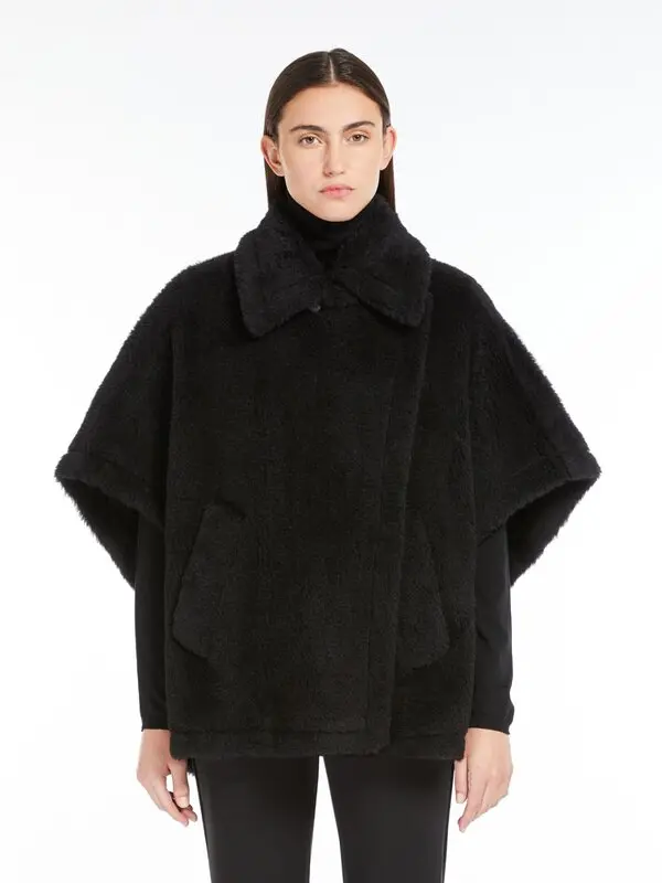 Max Mara Teddy Fabric Cape - Black