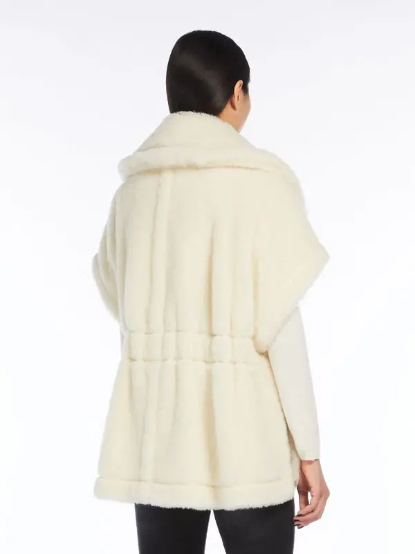 Max Mara Alpaca And Wool Teddy Cape - Optical White