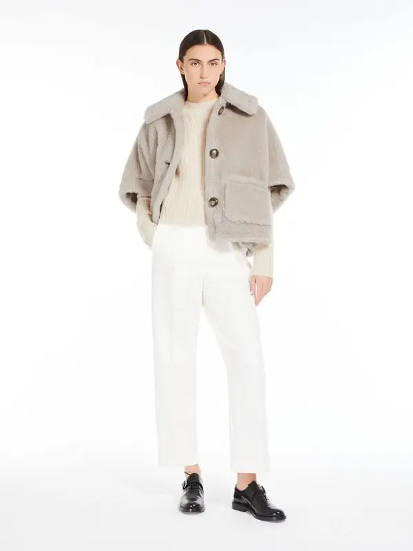Max Mara Alpaca And Wool Teddy Fabric Boxy Cape