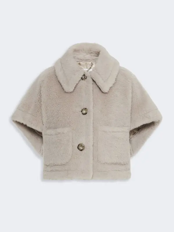 Max Mara Alpaca And Wool Teddy Fabric Boxy Cape