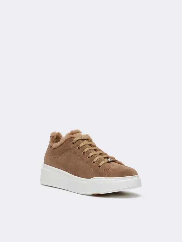 Max Mara Suede And Teddy Trainers - Camel