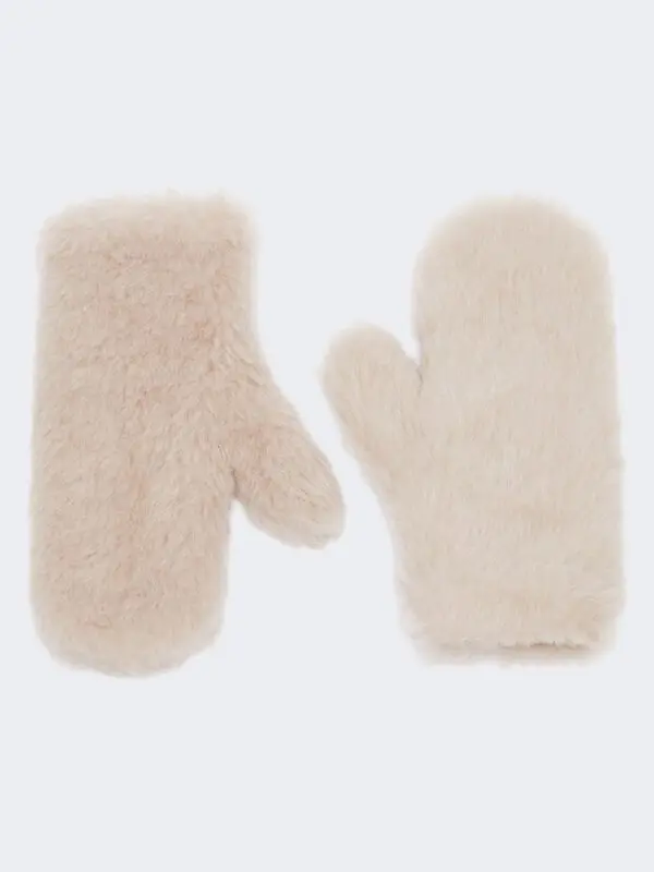 Max Mara Alpaca And Wool Teddy Fabric Mittens - Beige